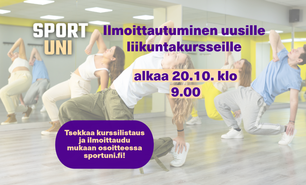 Syksyn toinen kurssi-ilmoittautuminen alkaa 20.10. klo 9.00! | SportUni ...
