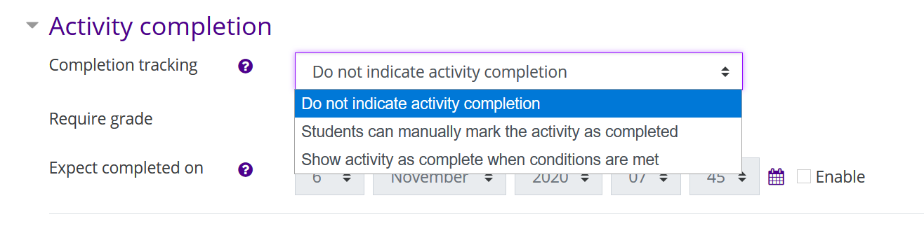Create a learning path with the help of completion tracking in Moodle ...