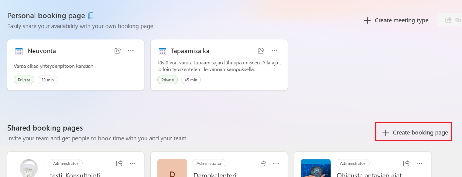 Bookings: Creating a shared booking page | Digital toolkit | Tampere ...